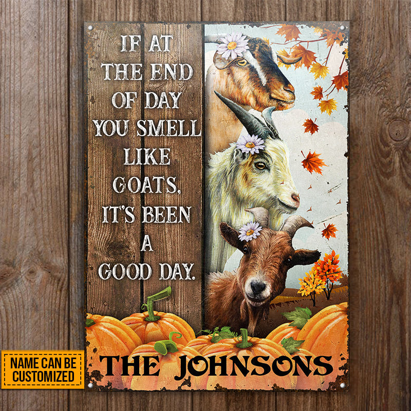 Goat Farm, Autumn Barn, Fall Farmhouse, Pumpkin Custom Classic Metal S ...